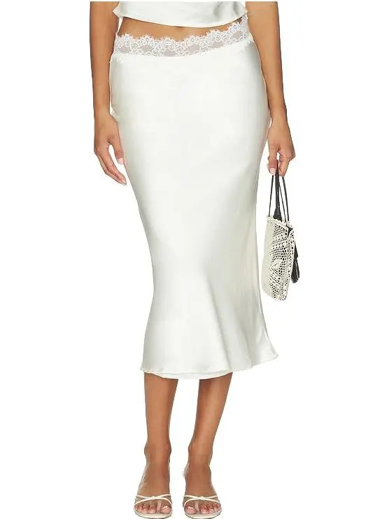 MORE TO COME Rowan Lace Midi Skirt - Ivory