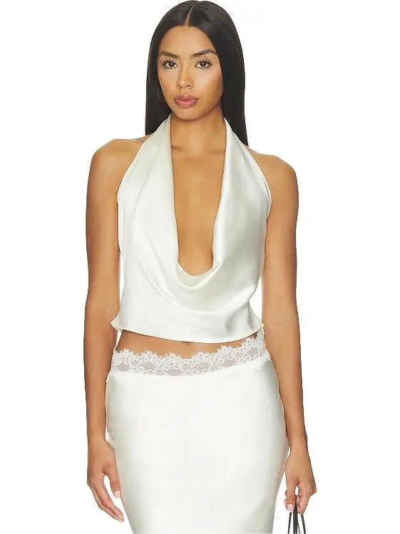 MORE TO COME Rowan Drape Halter Neck Top - Ivory