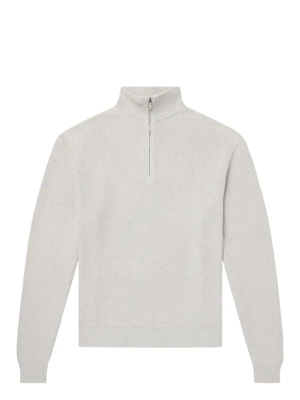 Ralph Lauren Purple Label Silk And Cotton-blend Half-zip Sweater - Gray