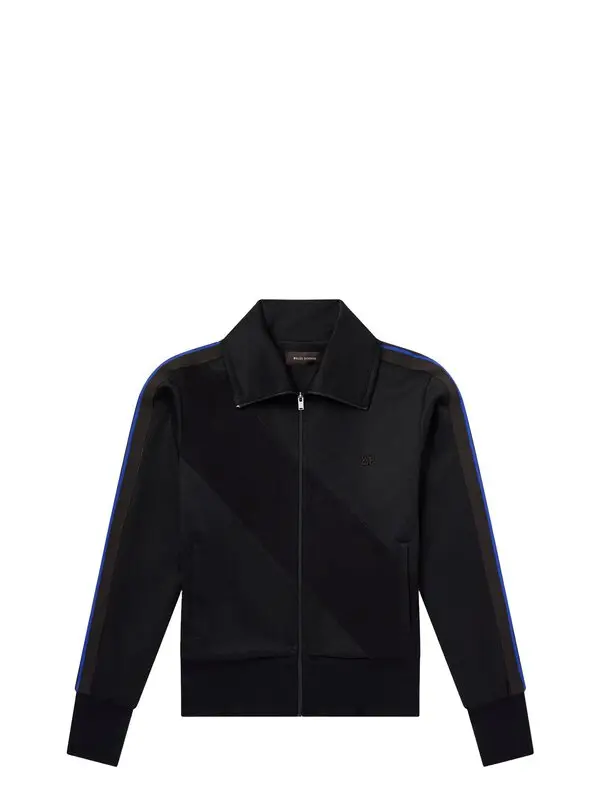 WALES BONNER Logo-embroidered Striped Jersey Track Jacket - Black
