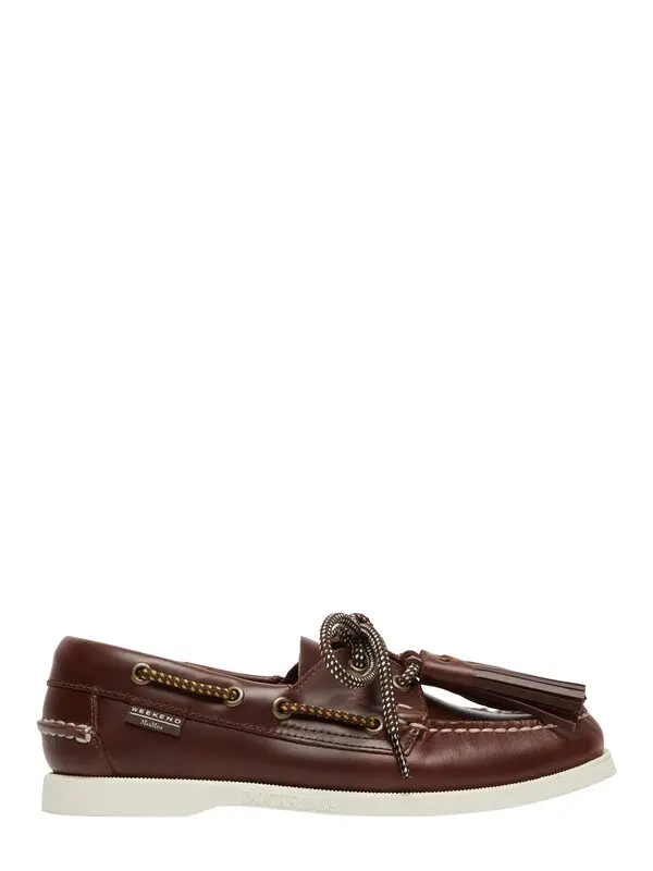 Max Mara X Sebago Leather Slip-on Loafers - Brown