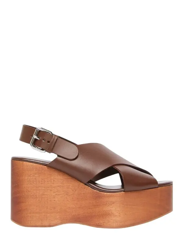 Max Mara Buckle Strap Wedge Sandals - Brown
