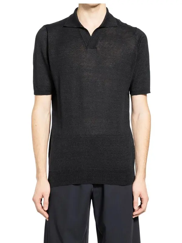 LARDINI Short-sleeved Polo Shirt - Black