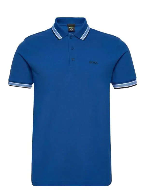 Hugo Boss Logo Embroidered Short-sleeved Polo Shirt - Medium Blue