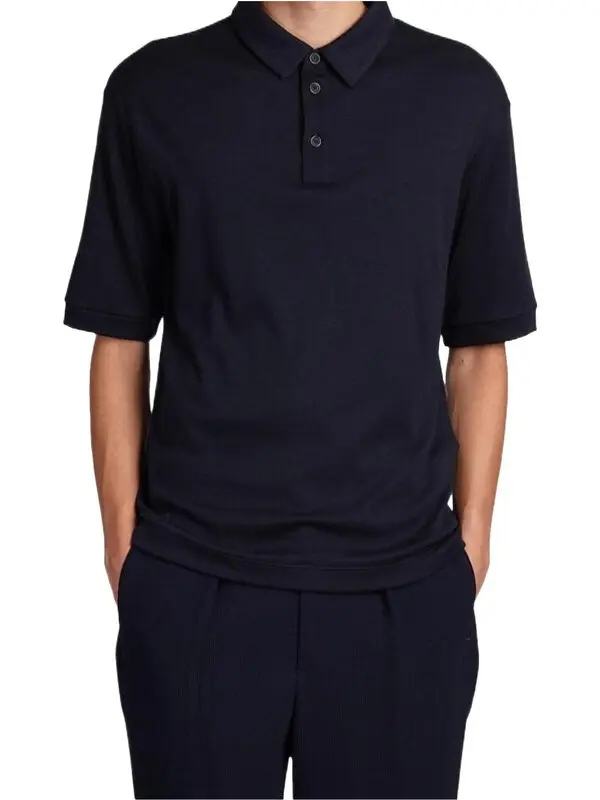 Giorgio Armani Knitted Polo Shirt - Black