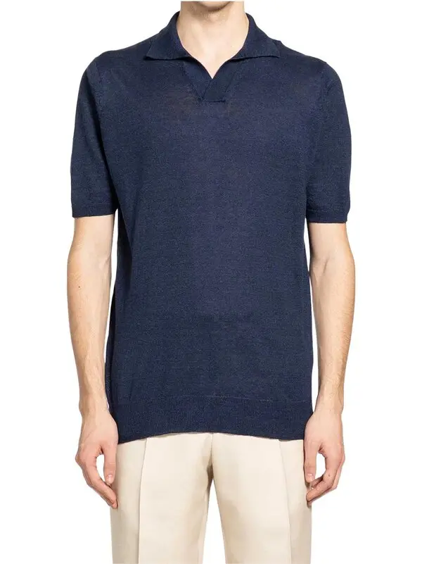 LARDINI Short-sleeved Polo Shirt - Blue