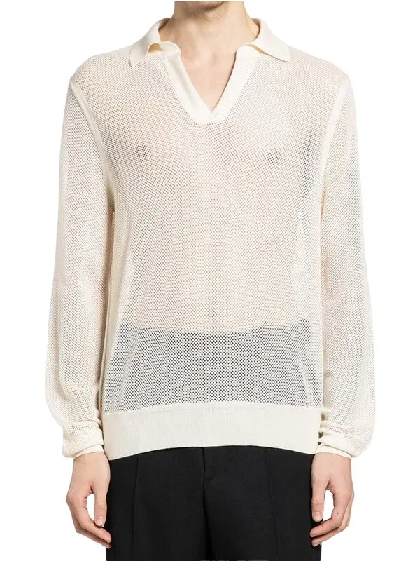 TOM FORD Semi-sheer V-neck Long-sleeve Sweater - White