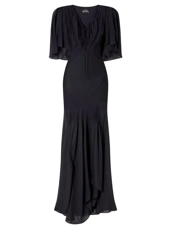 VIVIENNE WESTWOOD Priscilla Modal, Silk, And Wool-blend Jacquard Muslin Gown - Black