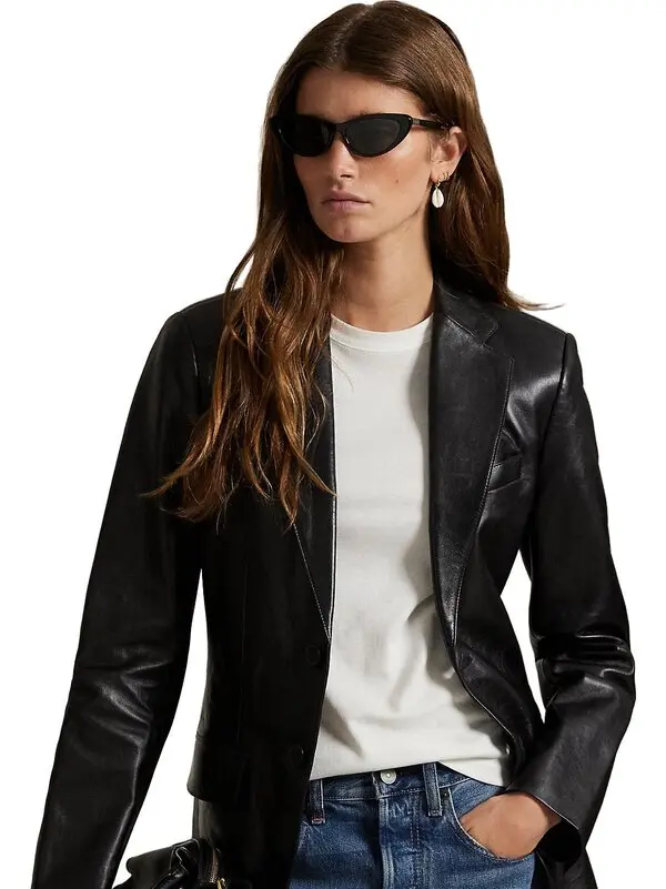 Ralph Lauren Single-breasted Lambskin Blazer - Black