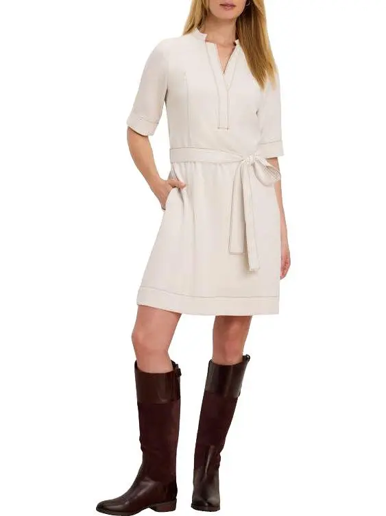 NIC+ZOE Camilla Tie Waist Crepe Dress - Coconut