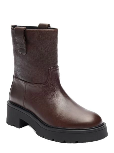 STUART WEITZMAN Mid-calf Leather Booties With Lug Sole - Walnut