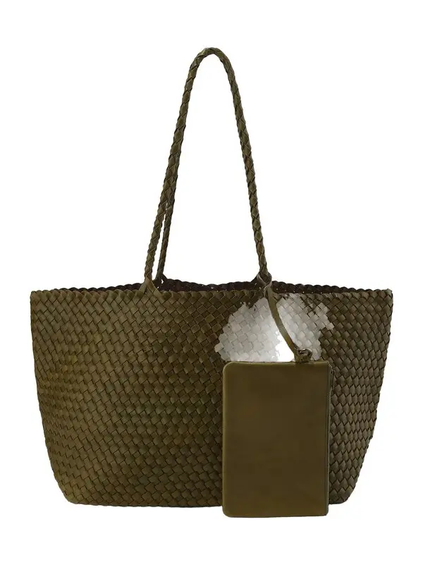 FRONT ROW SHOP Soleil Woven Leather Tote - Green