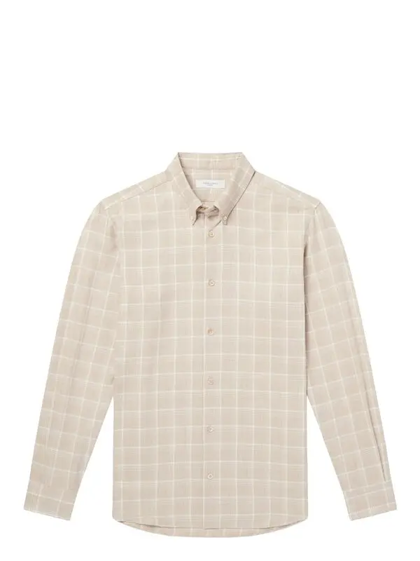 Boglioli Checked Cotton And Lyocell-blend Shirt - Neutrals