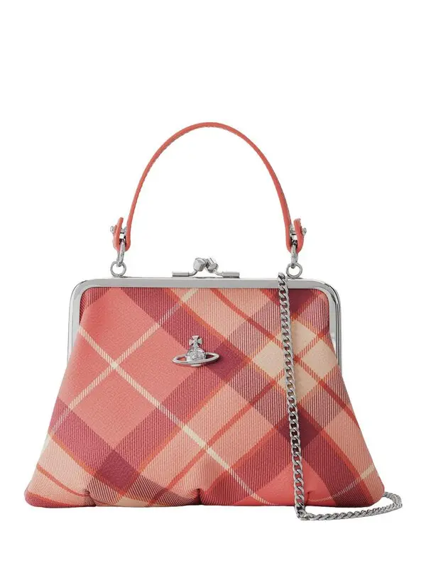 VIVIENNE WESTWOOD Granny Frame Mini Orb-detailed Checked Tote - Pink