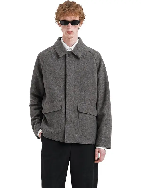 Harris Wharf London Country Jacket In Pressed Wool - Grey