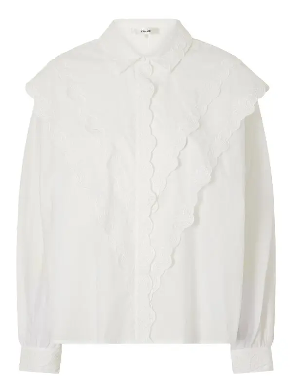 FRAME Equestrian Cotton-poplin Shirt With Embroidered Detailing - White