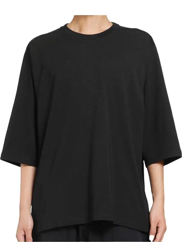THOM KROM Graphic-print Elbow-sleeve T-shirt - Black