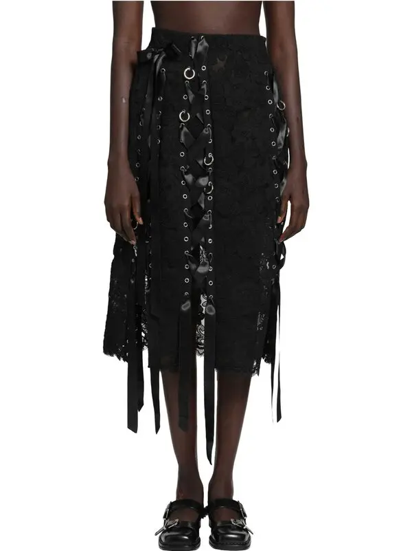 Simone Rocha Lace Ribbon-loop Skirt - Black