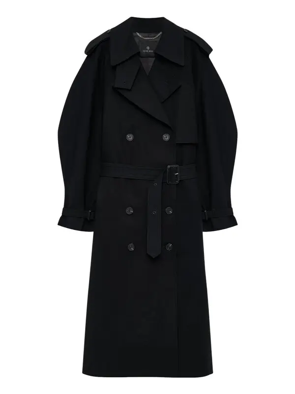 ANINE BING Double Lapel Trench Coat - Black