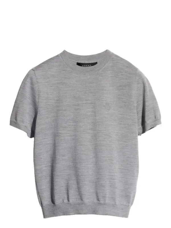 Gucci Silk Wool T-shirt With Embroidery - Light Gray