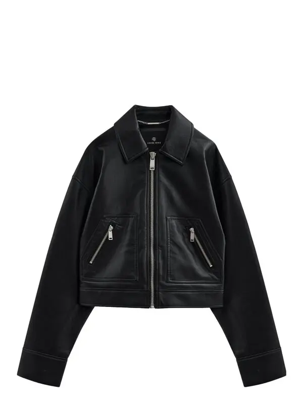 ANINE BING Leather Biker Jacket - Black