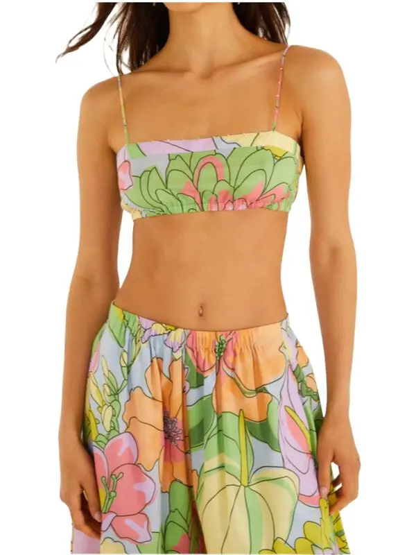 Farm Rio Spring Affair Beaded Crop Top - Multi-color