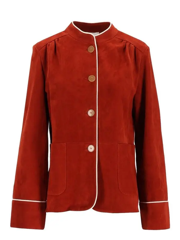 FORTE_FORTE Suede Band Collar Jacket - Orange