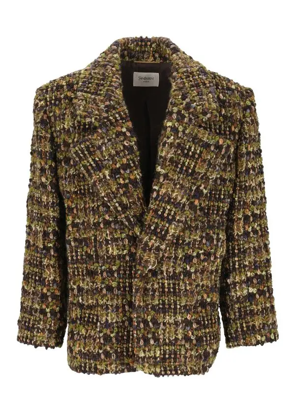 Saint Laurent Tweed Blazer - Green