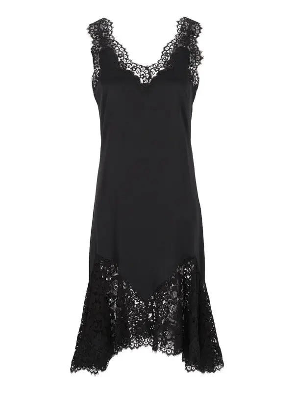 Stella McCartney Lace Detail Slip Dress - Black