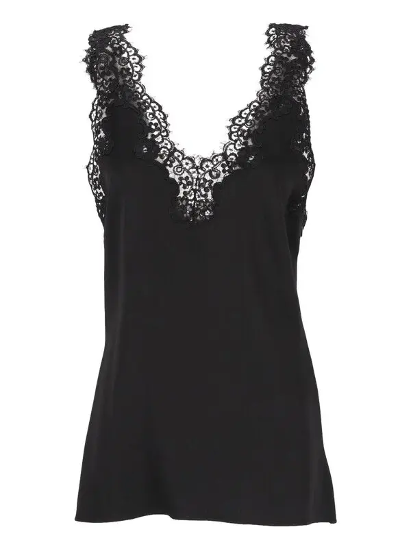 Stella McCartney Lace Trim V-neck Top - Black