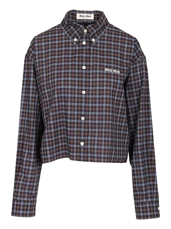 Miu Miu Tartan Check Cotton Shirt - Blue