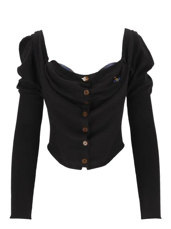 VIVIENNE WESTWOOD Knitted Cotton-cashmere Cardigan Corset - Black