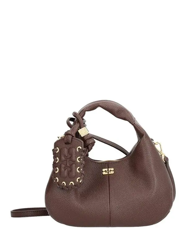 GANNI Mini Shoulder Bag With Grained Finish - Brown