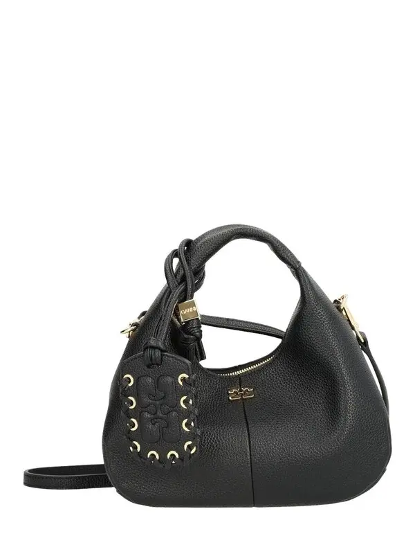 GANNI Mini Shoulder Bag With Grained Finish - Black