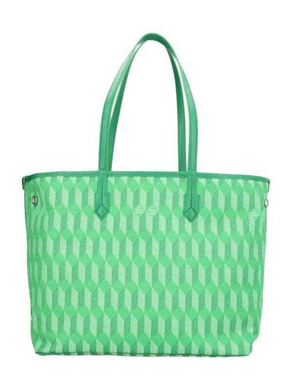 AU DEPART Tote Bag N. 47 Monogrammed Coated Canvas And Calfskin - Green