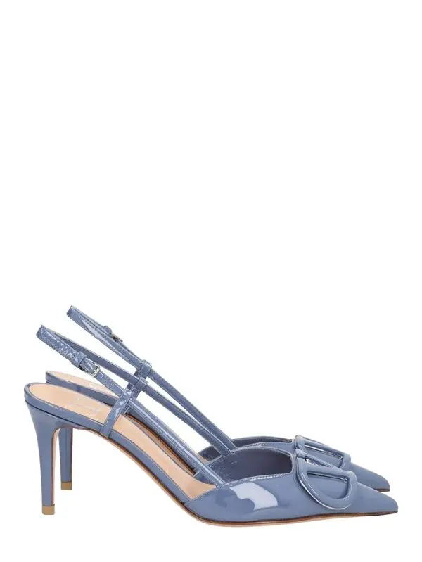 Valentino Garavani Vlogo Signature Patent Leather Slingback Pumps - Blue