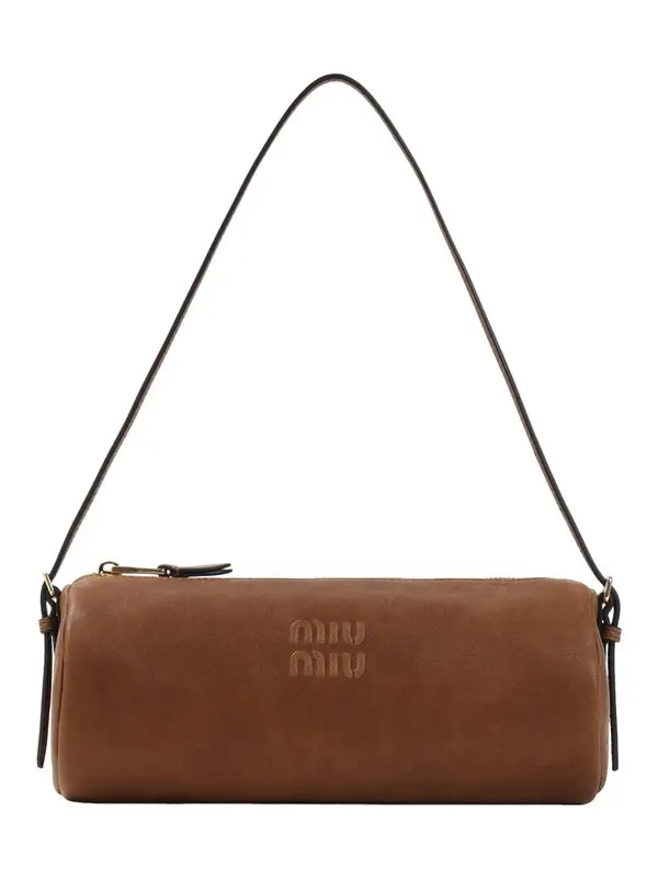 Miu Miu Lamb Leather Pouch With Adjustable Shoulder Strap - Brown