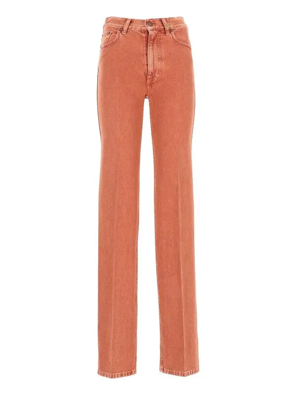 Chloé High Waisted Straight Leg Jeans - Brown