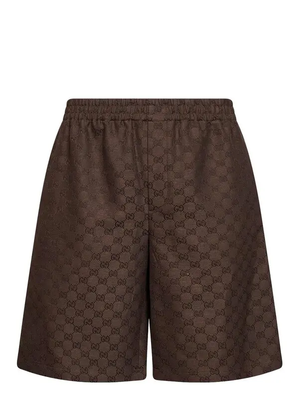 Gucci Gg Pattern Linen Blend Shorts - Multicolor