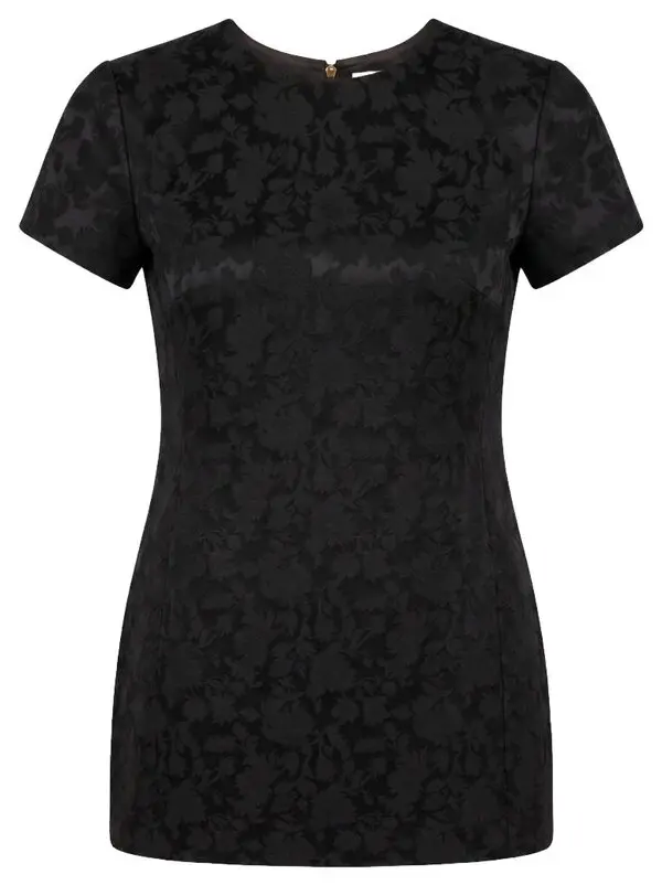 Saint Laurent Short Sleeve Jacquard Dress - Multicolor