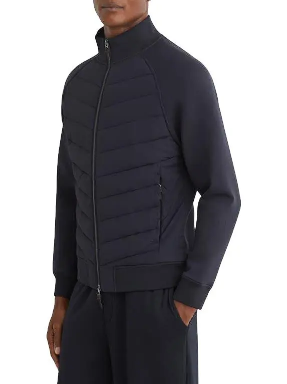 REISS Calvorn Quilted Hybrid Jacket - Navy