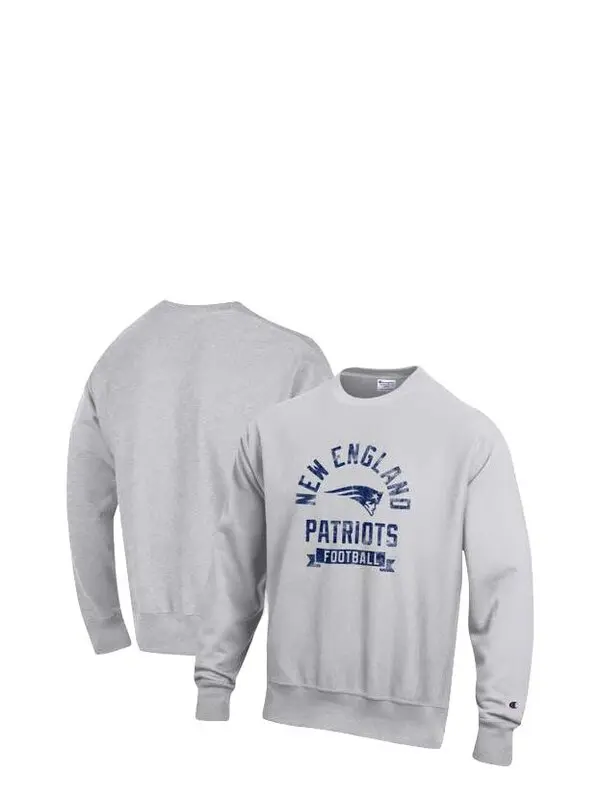 Champion New England Patriots Reverse Weave Fleece Pullover Sweatshirt - Heather Gray