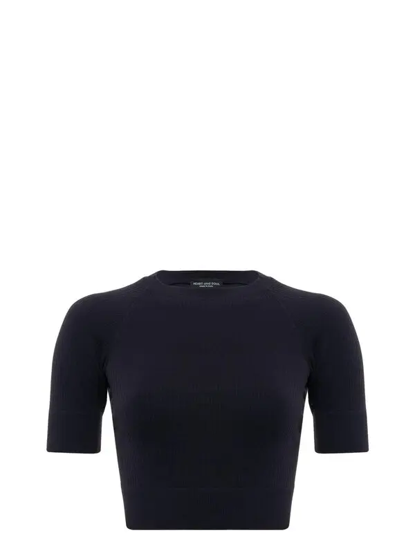 HEART AND SOUL Ribbed Seamless Activewear Crop Top - Black