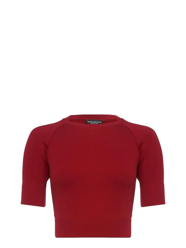 HEART AND SOUL Ribbed Activewear Cropped Top - Red