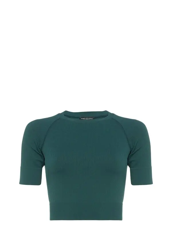 HEART AND SOUL Deep Infinity Ribbed Activewear Crop Top - Green