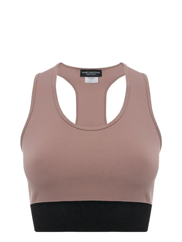 HEART AND SOUL Seamless Activewear Top Dove Grey - Black