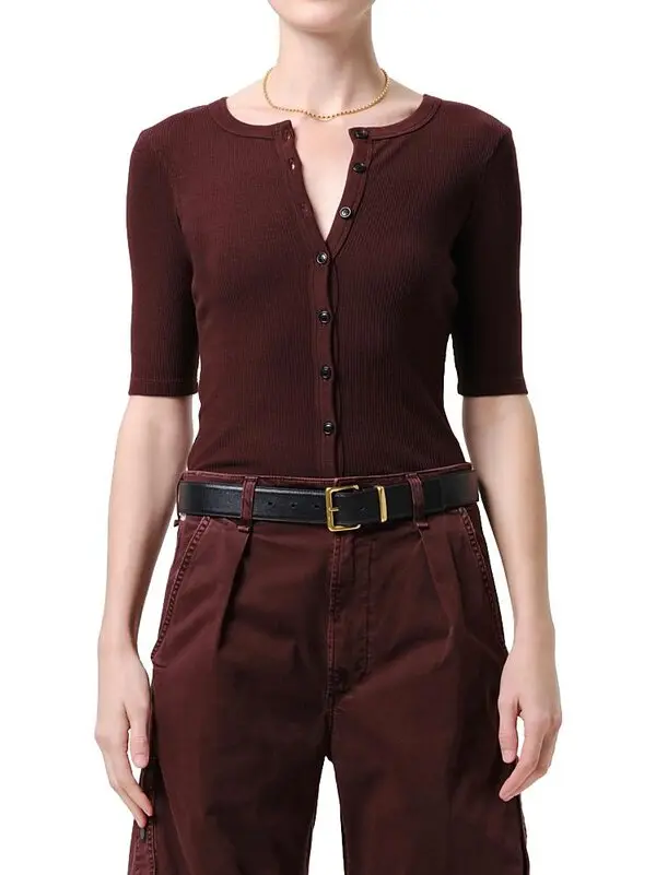 Citizens Of Humanity Wren Ribbed Cardigan - Mahogany