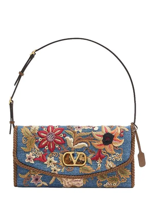 Valentino Garavani Devain Vlogo Small Embroidered Shoulder Bag - Multi