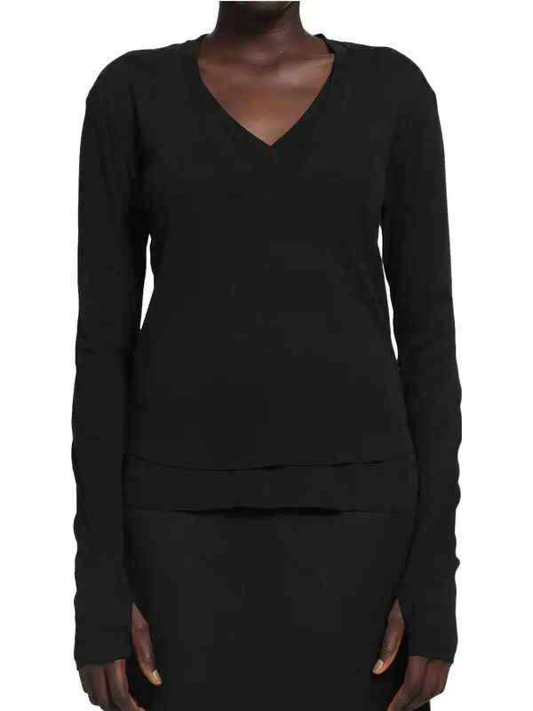 THOM KROM Layered Detail V-neck T-shirt - Black