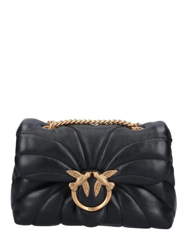 Pinko Quilted Leather Shoulder Bag With Chain Strap - Black